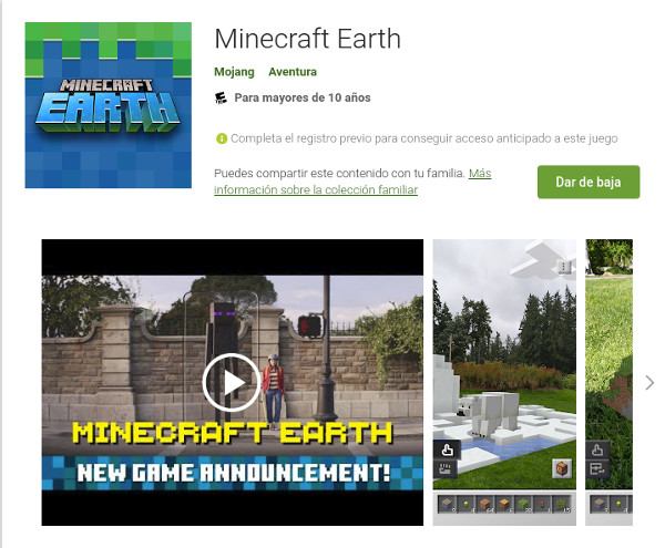#App – Disponible Minecraft Earth desde Google Play Store