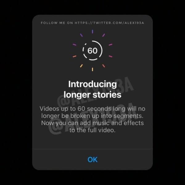 Instagram aumenta el tiempo a 60 segundos en las historias
